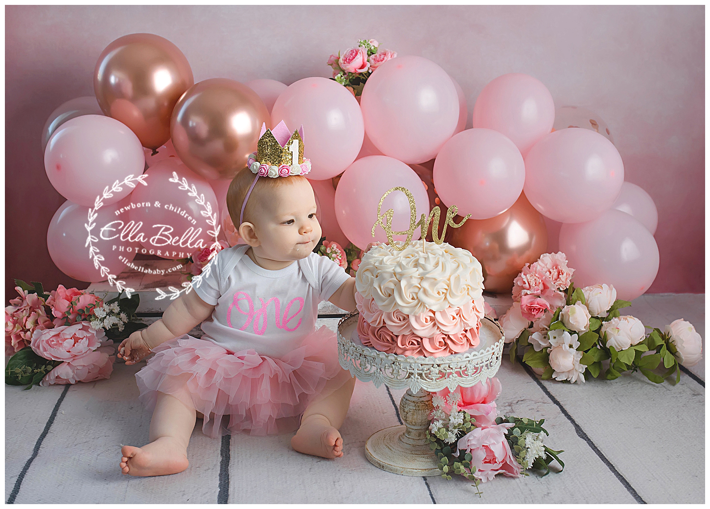 Pretty in Pink ~ San Antonio One Year Cake Smash Photographer - Ella Bella Photography | Ella ...
