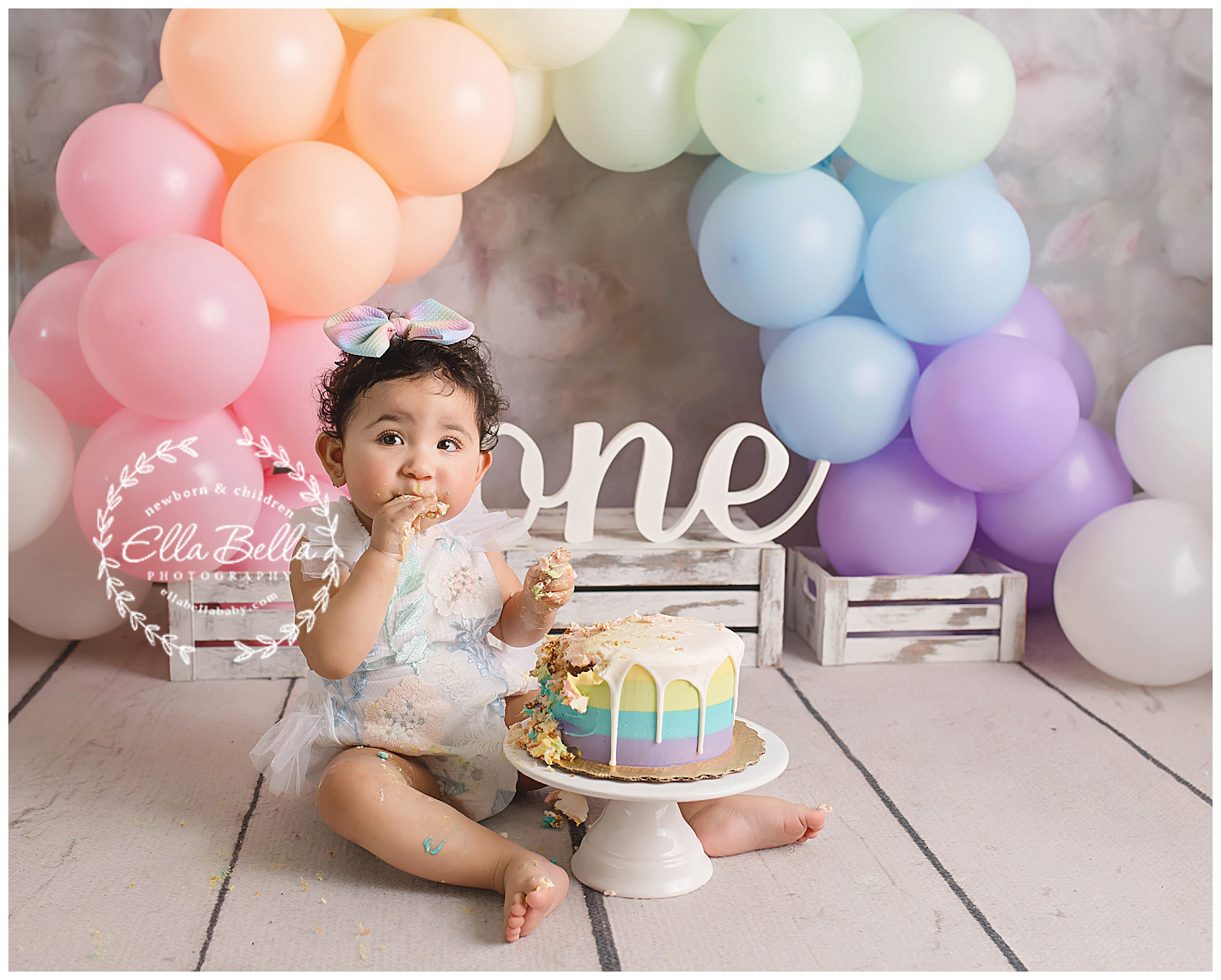 Pastel Rainbow Cake Smash ~ San Antonio Baby Photographer - Ella Bella Photography | Ella Bella ...