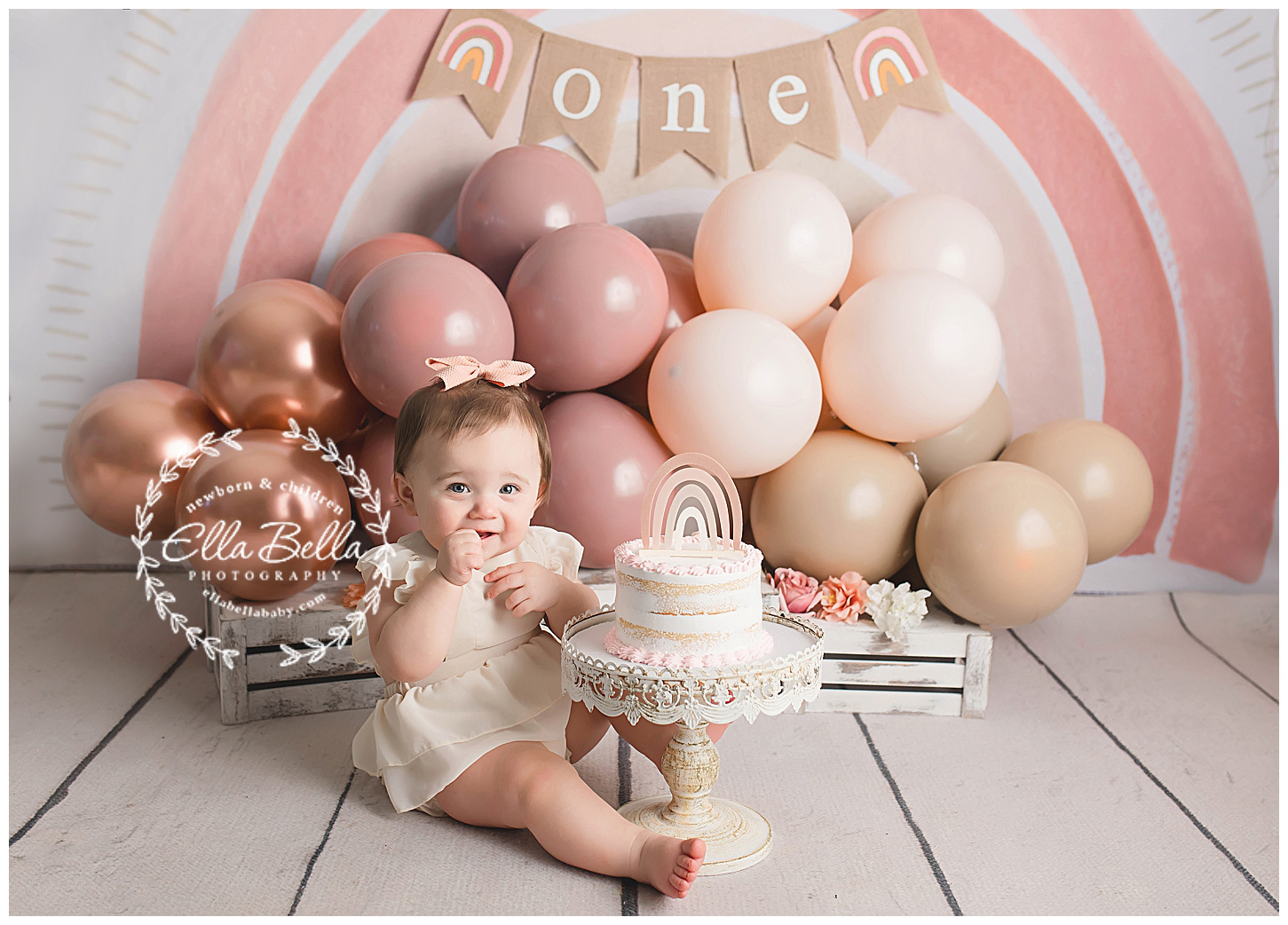 Boho Rainbow ~ San Antonio One Year Cake Smash Photographer - Ella Bella Photography | Ella ...
