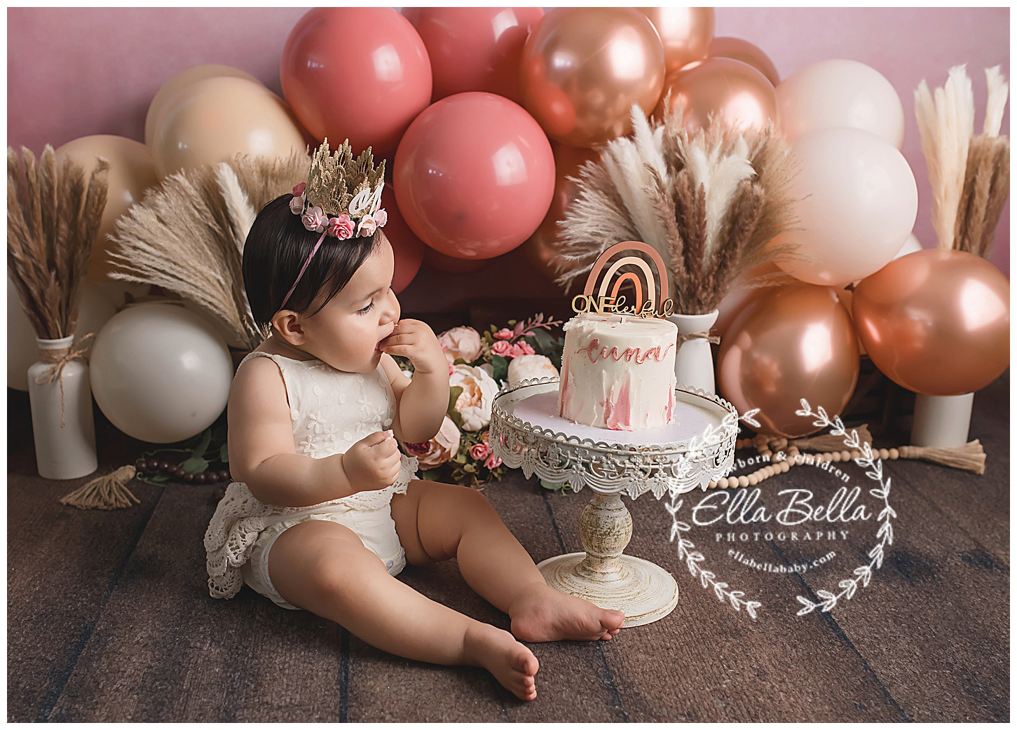 Boho Rainbow Cuteness ~ San Antonio One Year Cake Smash Photographer - Ella Bella Photographer ...