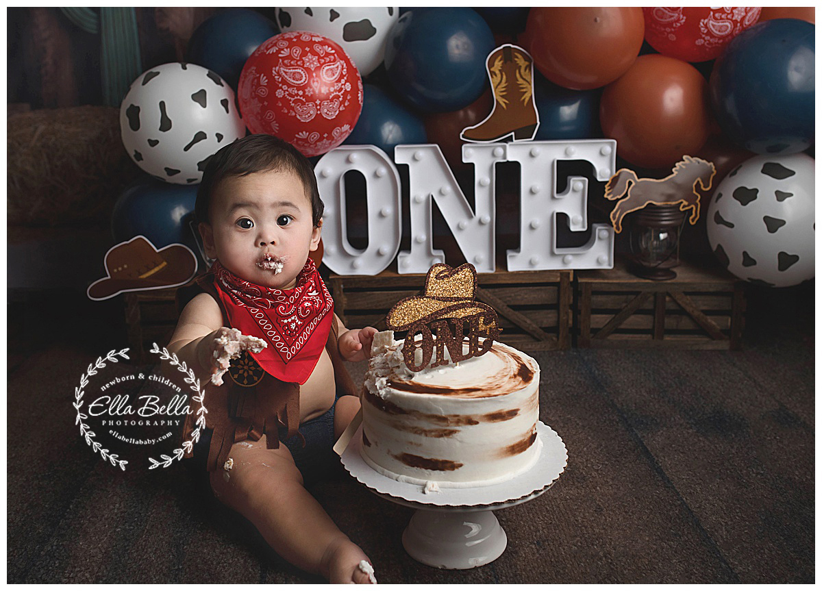 Lil Cowboy ~ San Antonio One Year Cake Smash Photographer - Ella Bella Photography | Ella Bella ...