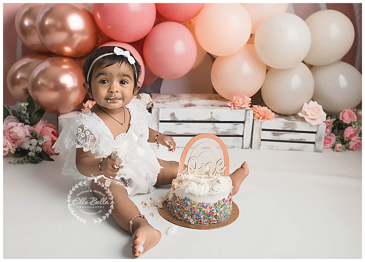 Boho Rainbow ~ San Antonio One Year Cake Smash Photographer - Ella Bella Photography | Ella ...